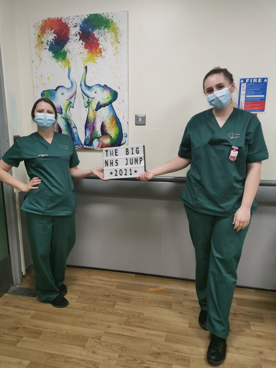 Jade, Olivia and Liam take on the Big NHS Jump 2021 | Cardiff & Vale ...