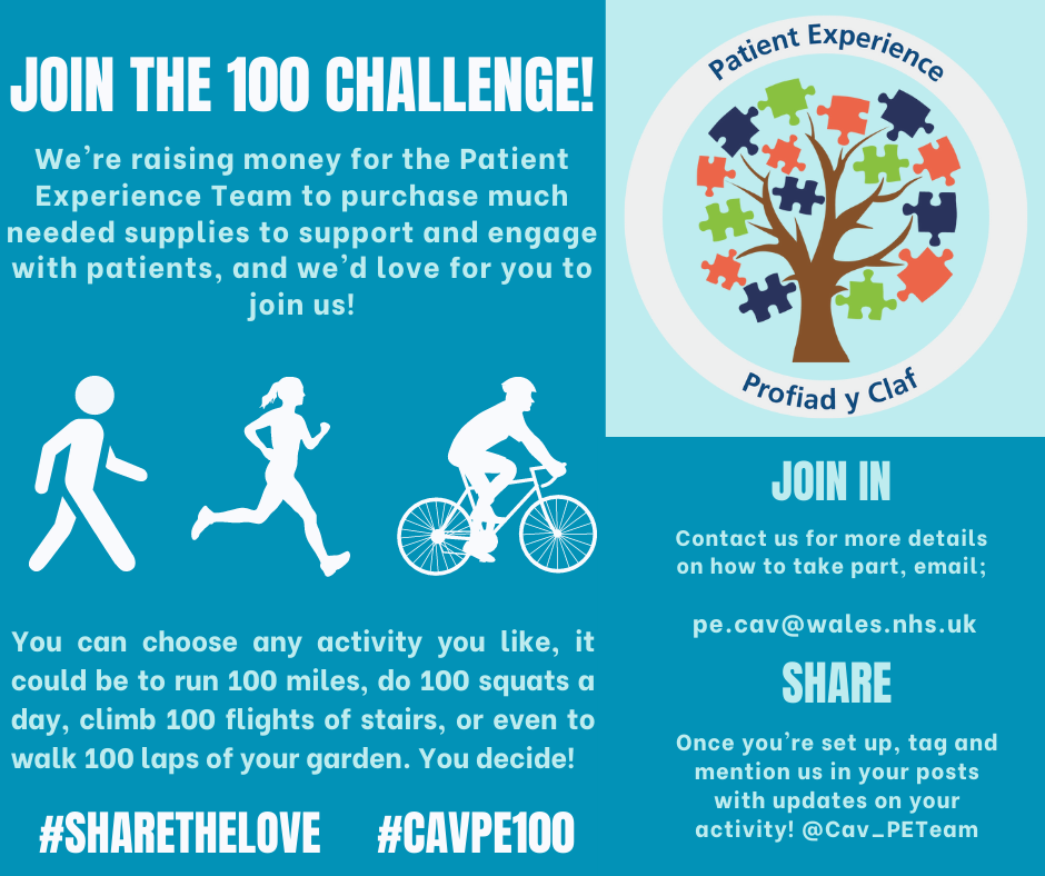 Will you step up to the 100 challenge? | Cardiff & Vale Health Charity
